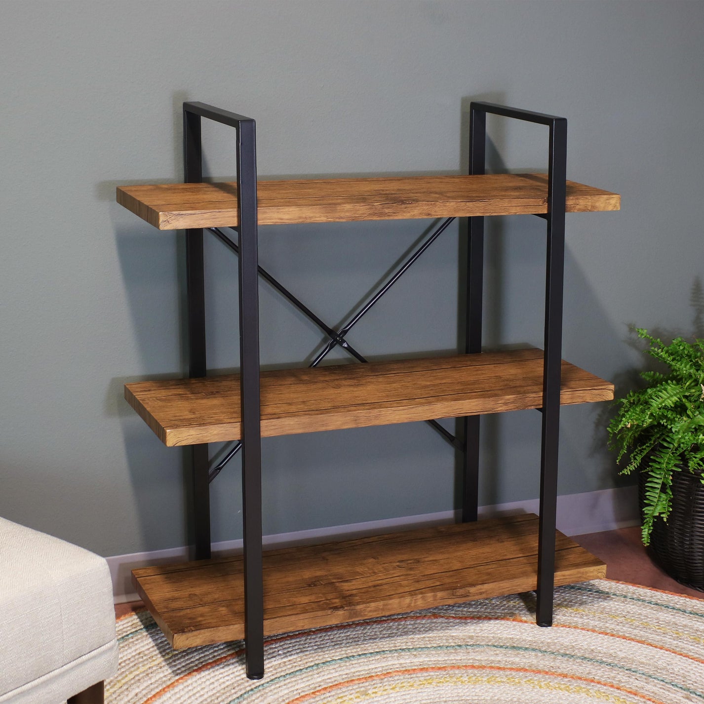 Standing Shelf (3 Tiers) - Metal+ HDF Wooden Slab Standing – NEF ...